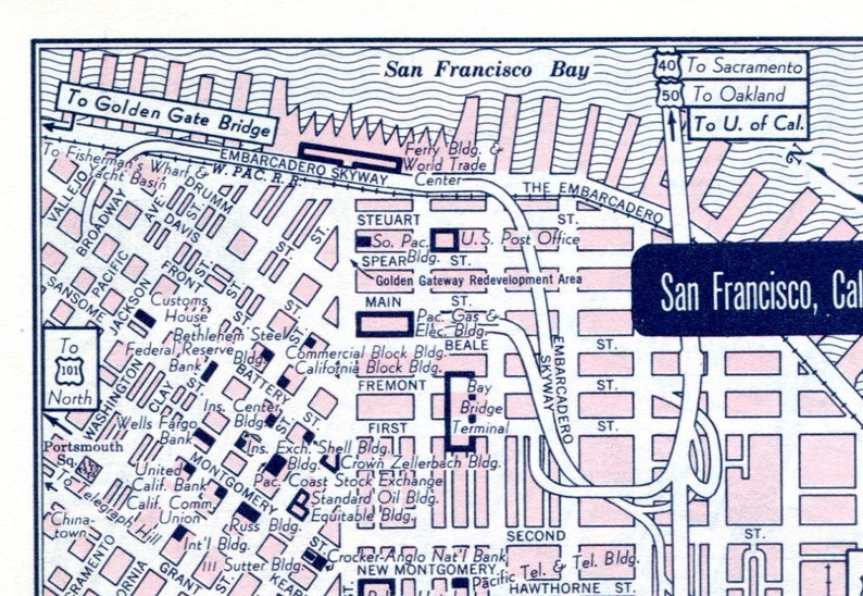 Pink 60s San Francisco City Map Instant Digital Download - Etsy