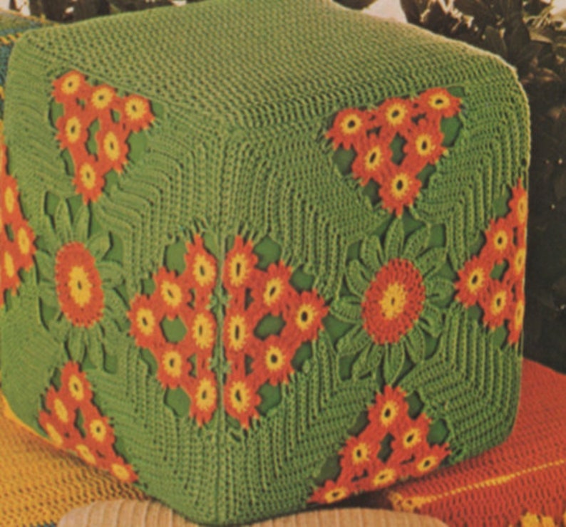 4 Large Floor Pillow Crochet Patterns Ottoman Hassock - Etsy