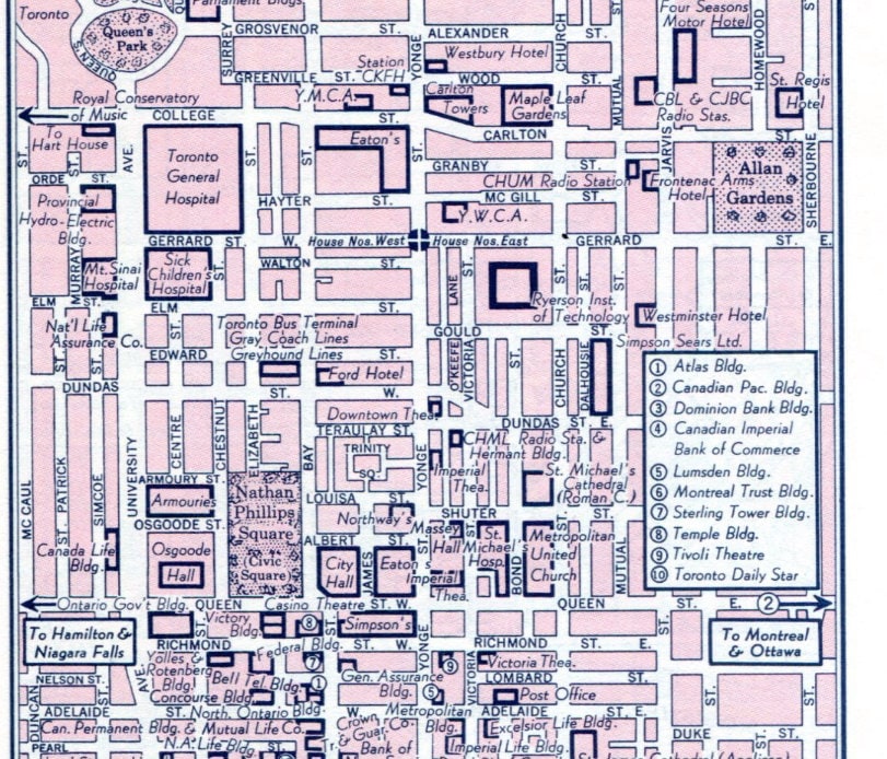 1960s Pink Retro Toronto Canada City Map Vintage Thomas Guide | Etsy