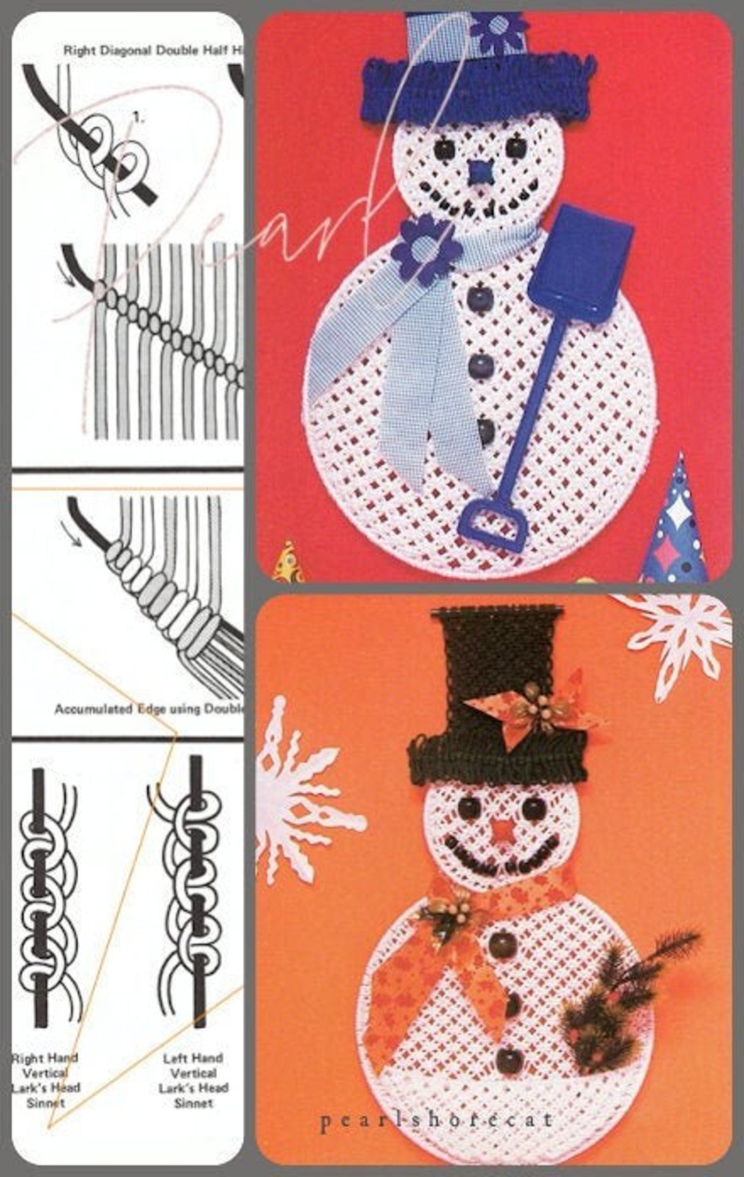2 Macrame Patterns Wall Hanging Snowman Holiday Decor Instant Digital ...