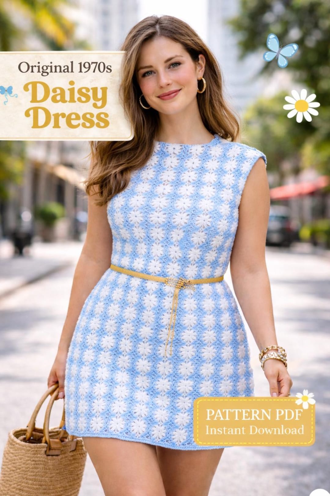 1970s Daisy Mini Dress Crochet Pattern Pdf, Instant Digital Download ...