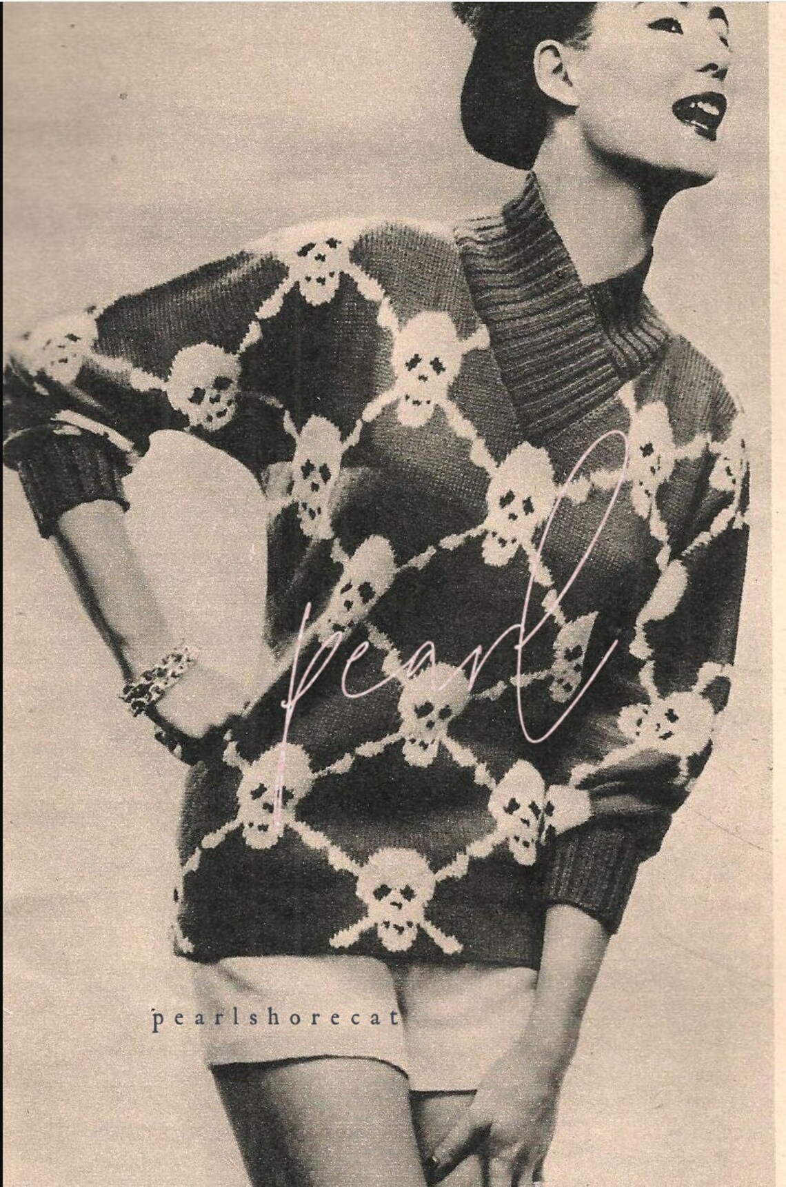 Vintage Sweater Knitting Pattern Skulls, Instant Digital Download Pdf ...