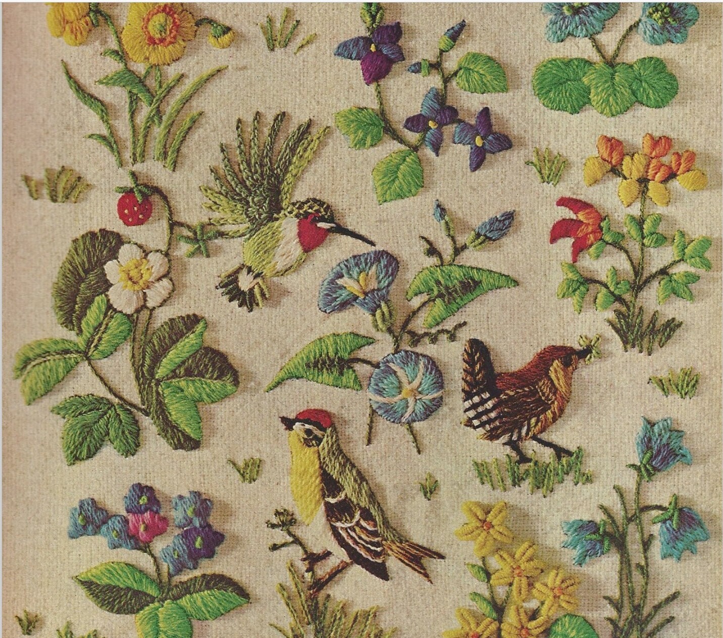 50+ Vintage Embroidery Crewel Birds, Flora and Fauna Pattern Set ...