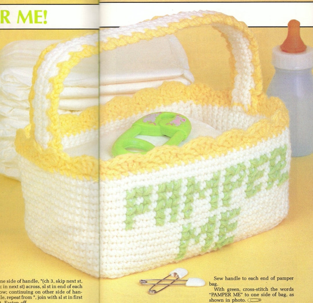 Pamper Me Basket Baby Diaper Caddy Crochet Pattern Pdf 5 X 9, Instant ...