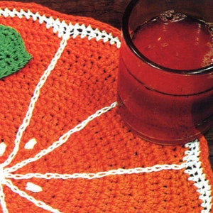 Delicious Crochet Orange Slice Placemat Pattern 1980s Hot Pad Table ...