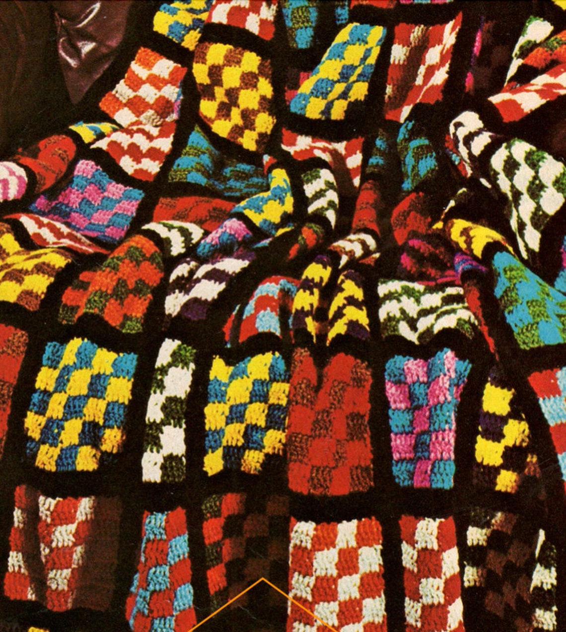 Checkered Granny Square Crochet Blanket Pattern Boho Style | Etsy