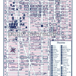 1960s Wall Art New York Manhattan Map, Retro Decor, Print at Home State ...