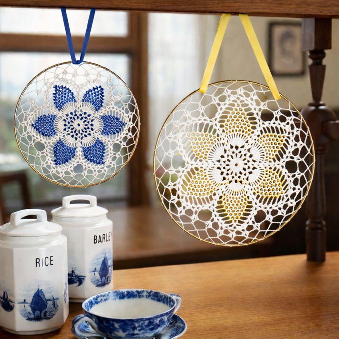 Two Beaded Suncatcher Crochet Patterns, Digital Download PDF, Small and ...