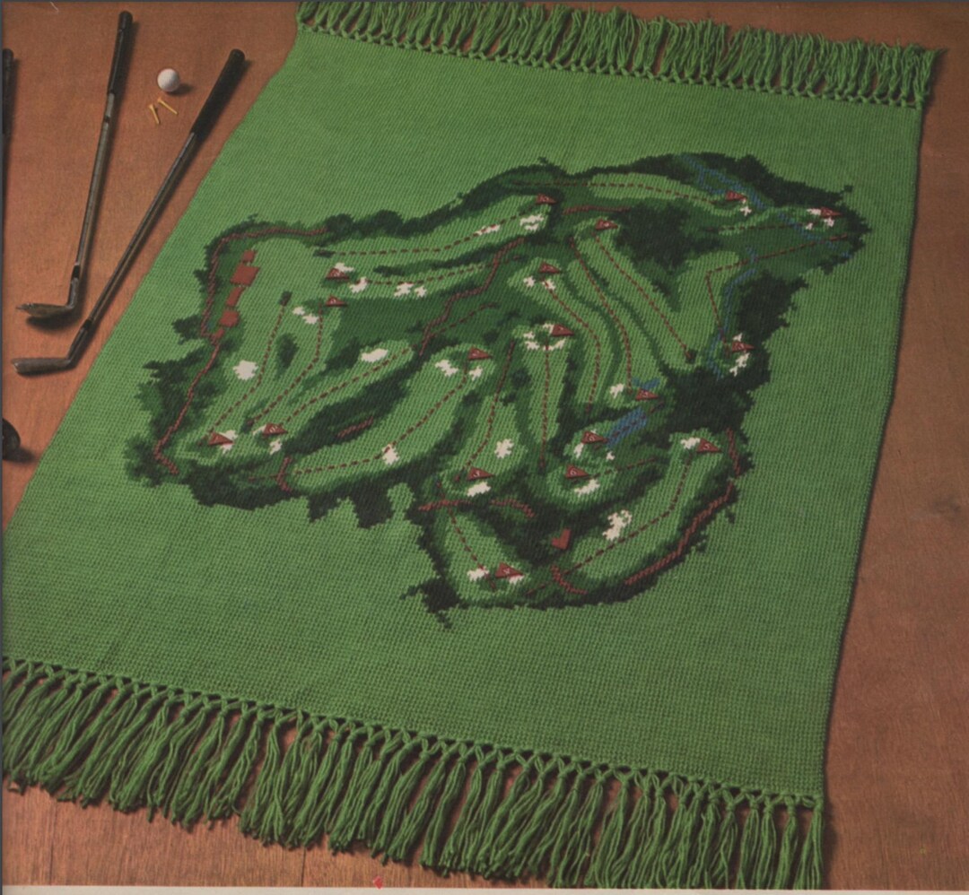 Golf Course Crochet Blanket Pattern 1970s Afghan Throw Instant Digital ...