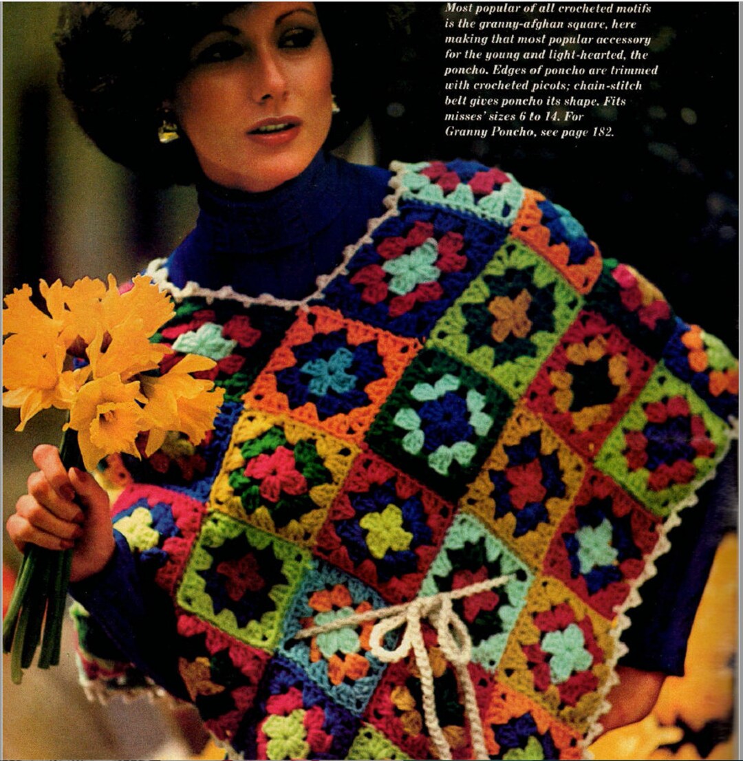 Granny Square Crochet Poncho Pattern Festival Top, Instant Digital ...