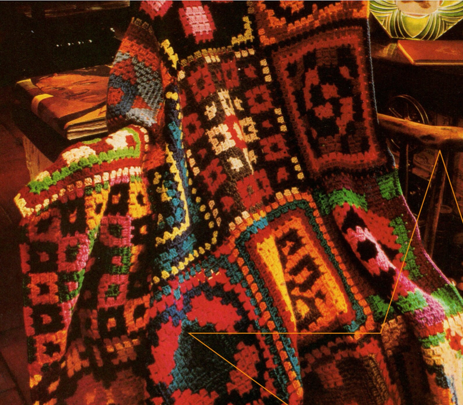 13 Vintage Granny Squares Crochet Blanket Pattern, 70s Sampler Afghan ...