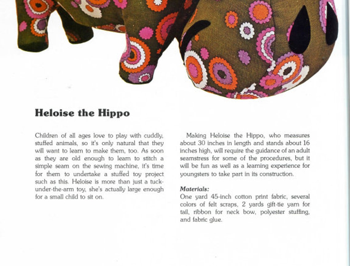 Heloise the Hippo Easy Sewing Pattern Stuffed Animal Instant - Etsy Canada