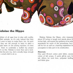 Heloise the Hippo, Easy Sewing Pattern Stuffed Animal, Instant Digital ...