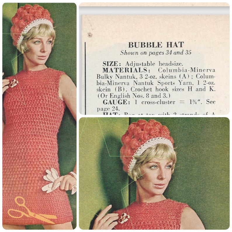 Mod 60s Bubble Hat and Shift Dress Crochet Patterns Pdf - Etsy