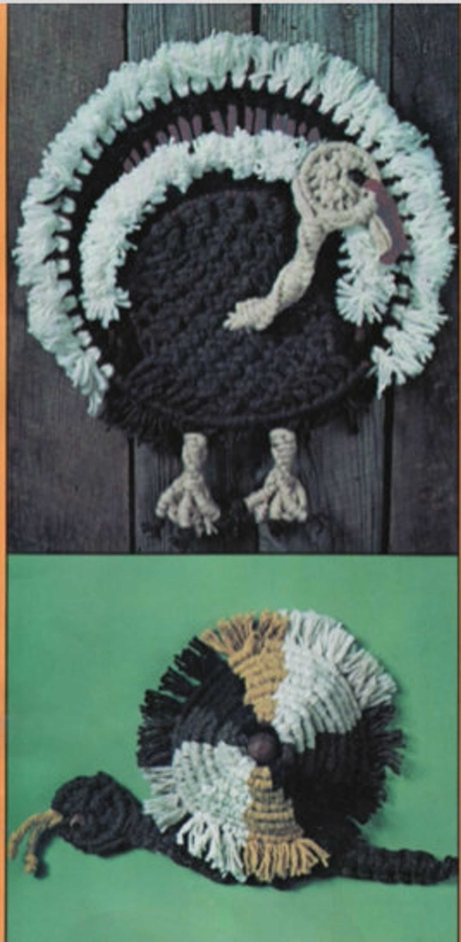 8 Large Macramé Wall Hanging Patterns 70s Raccoon Snail Rabbit Monkey ...