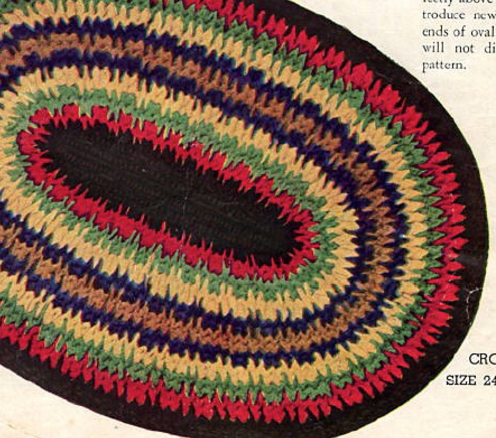 So Easy! Oval Kitchen Rag Rug Pattern 1940s Bathroom Crochet Pattern ...