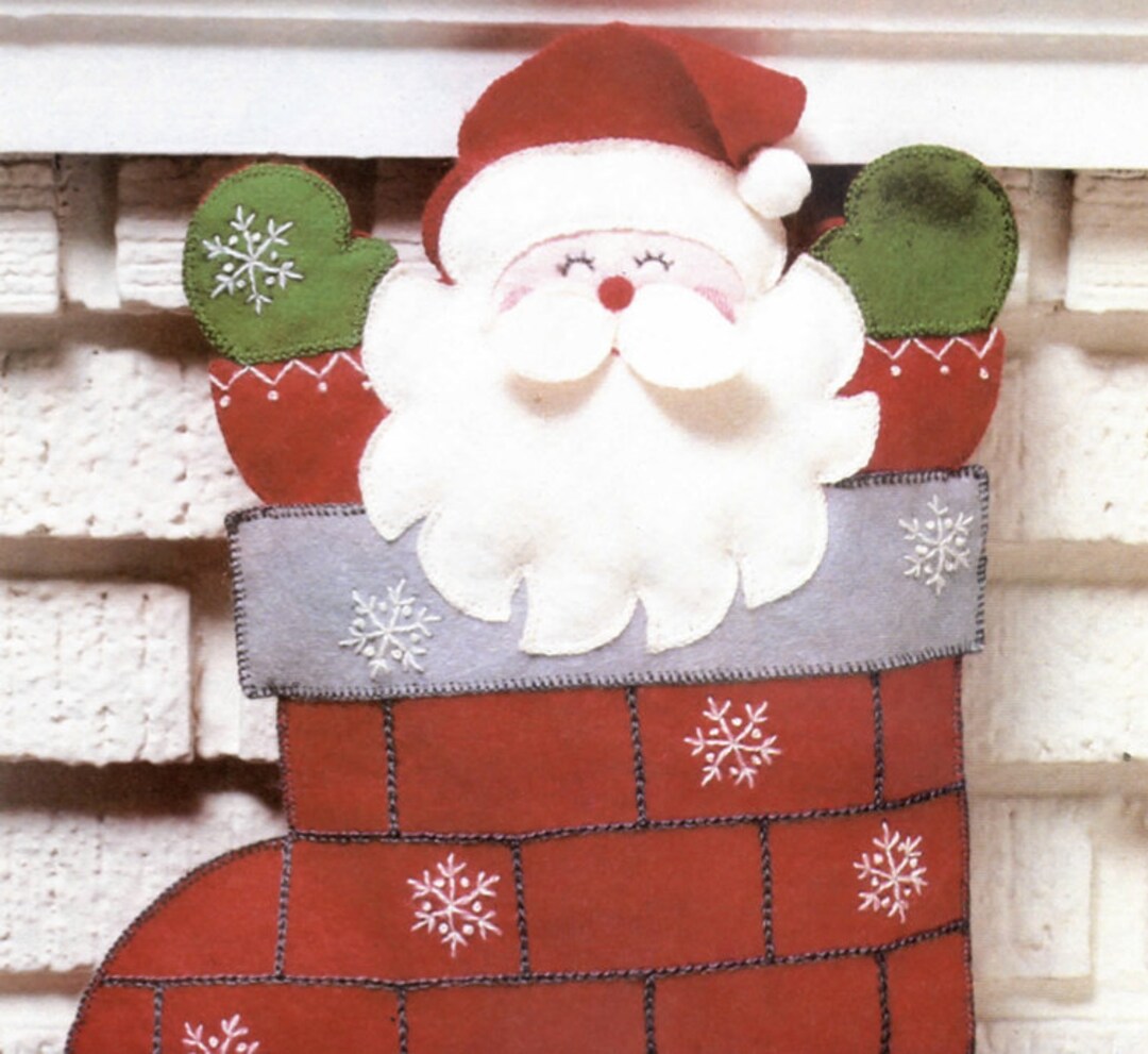 70s Santa Stocking Felt Pattern Pdf Instant Digital Download ...
