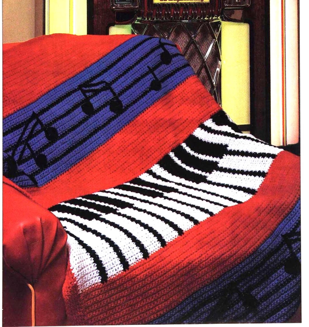 Retro 80s Easy Crochet Throw Pattern - Fun Piano Keys Design, Gifts for ...