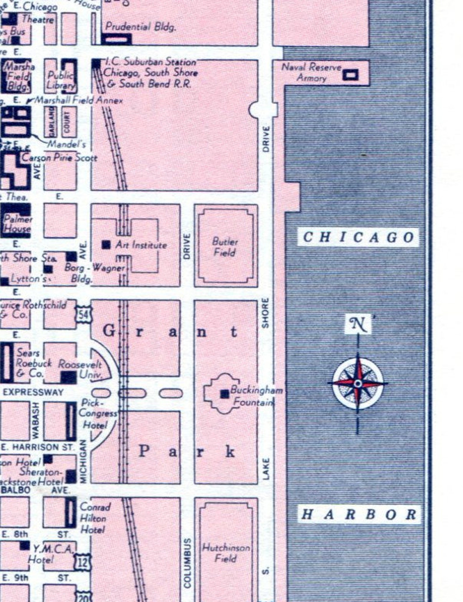 60s Mod Pink Retro Chicago Illinois City Street Vintage Map - Etsy