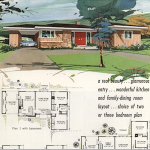 22 MCM Vintage House Plans Ebook, Instant Digital Download Pdf, Mid ...