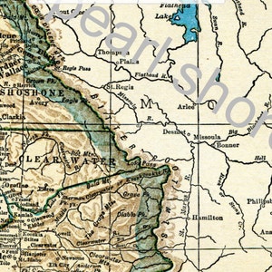 1940s Idaho Map City State Map Vintage Clipart Scrapbooking JPG Digital ...