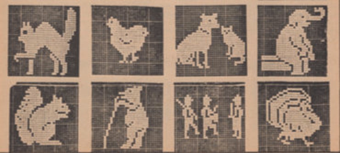 20 Animals Chart Filet Crochet Baby Blanket Pattern Farmhouse - Etsy