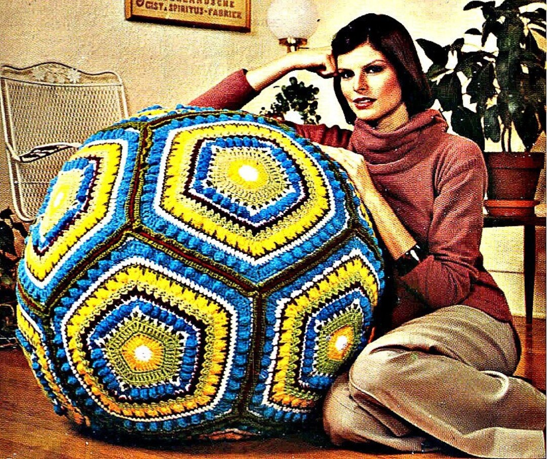 Large Vintage Floor Pillow Crochet Pattern Pdf Instant Digital Download ...