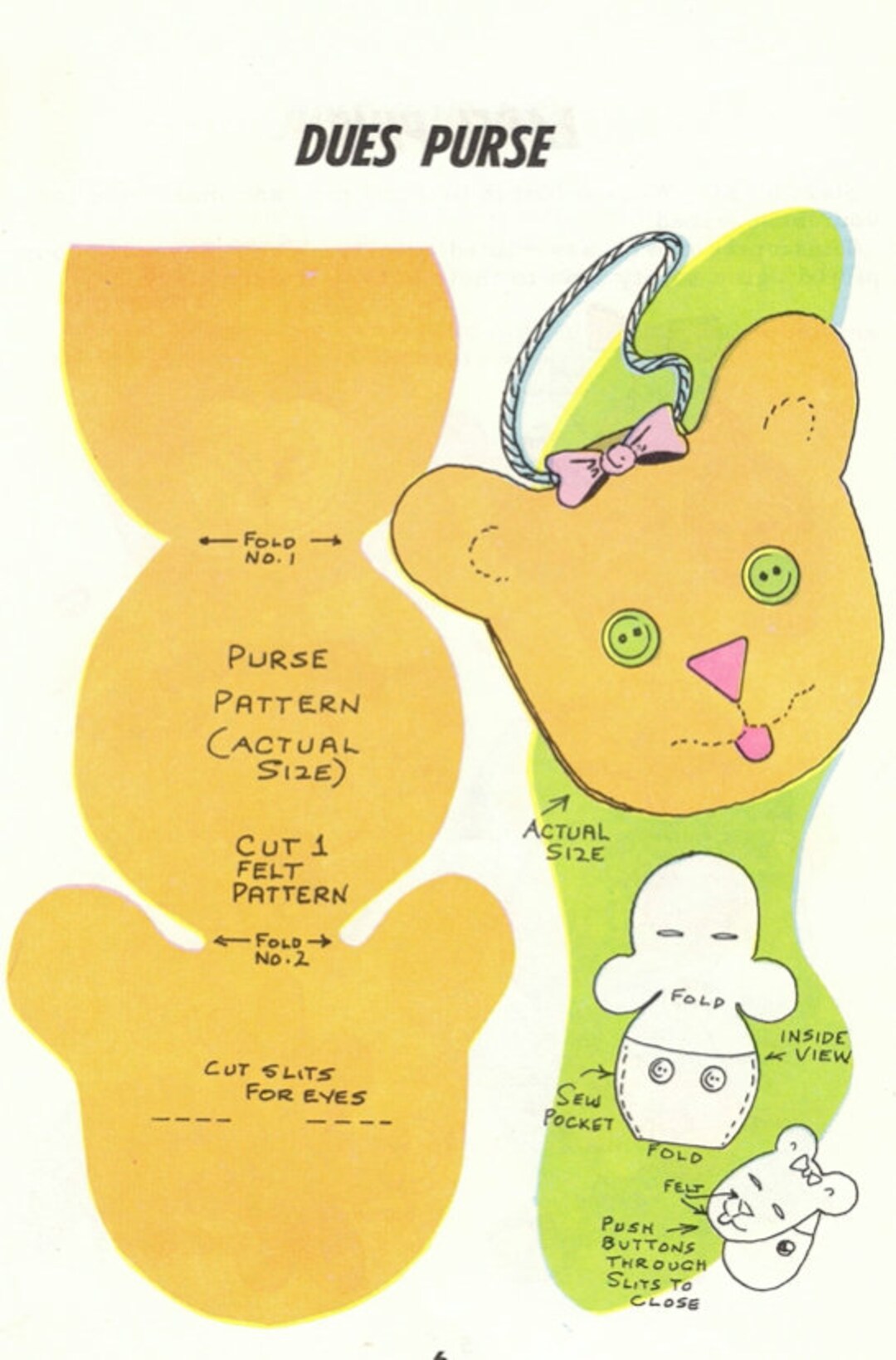 25 Vintage 70s Kids Crafts Easy DIY Felt Button Pin Paper Glue Craft ...