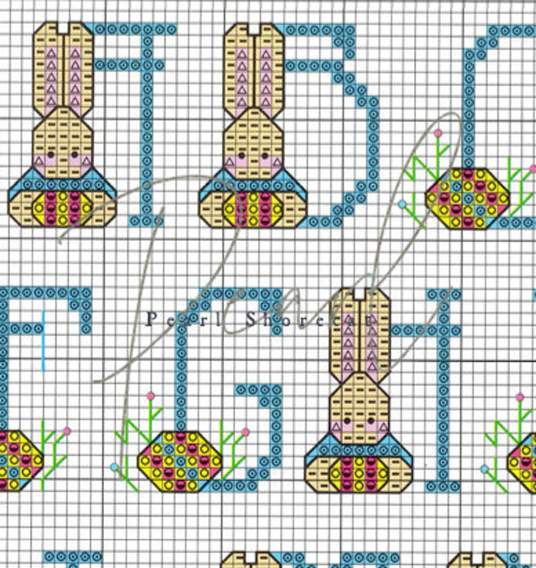 Easter Bunny Alphabet Cross Stitch Pattern Ebook, Nursery Wall Art ...
