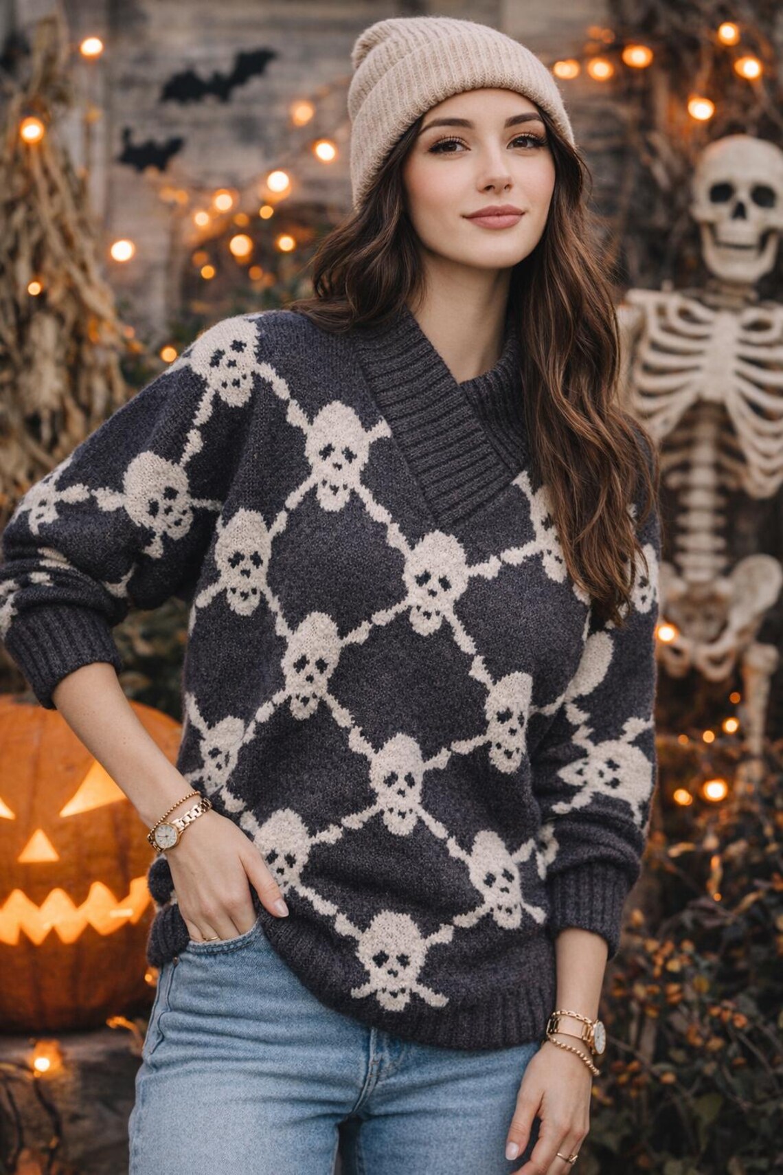 Vintage Sweater Knitting Pattern Skulls, Instant Digital Download Pdf ...