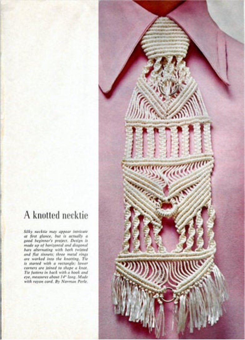 Macramé Pattern Men's Tie, Instant Digital Download Pdf, Hipster Boho ...