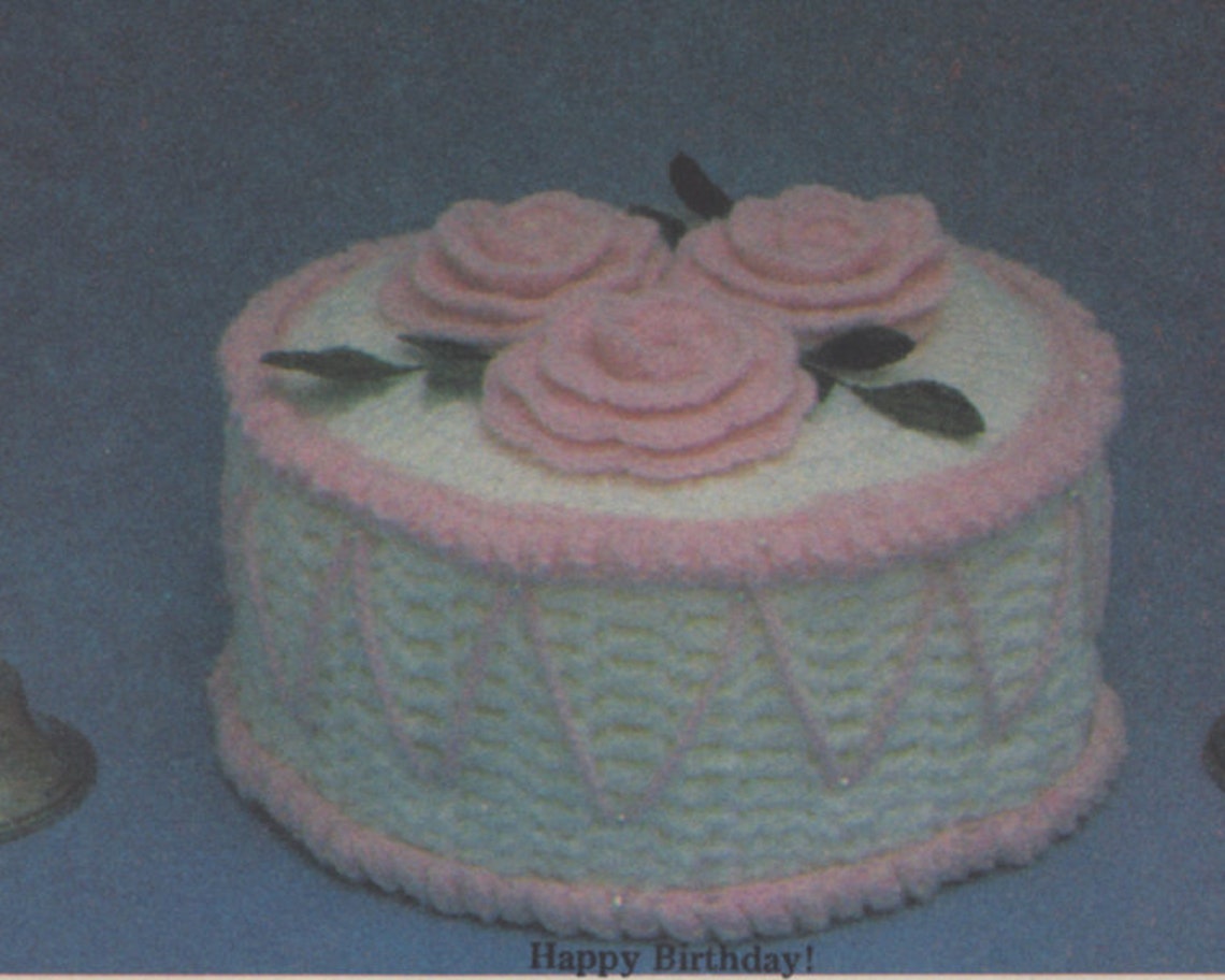 Cake 80s Birthday Cake Crochet Pattern Frosting Rosettes | Etsy