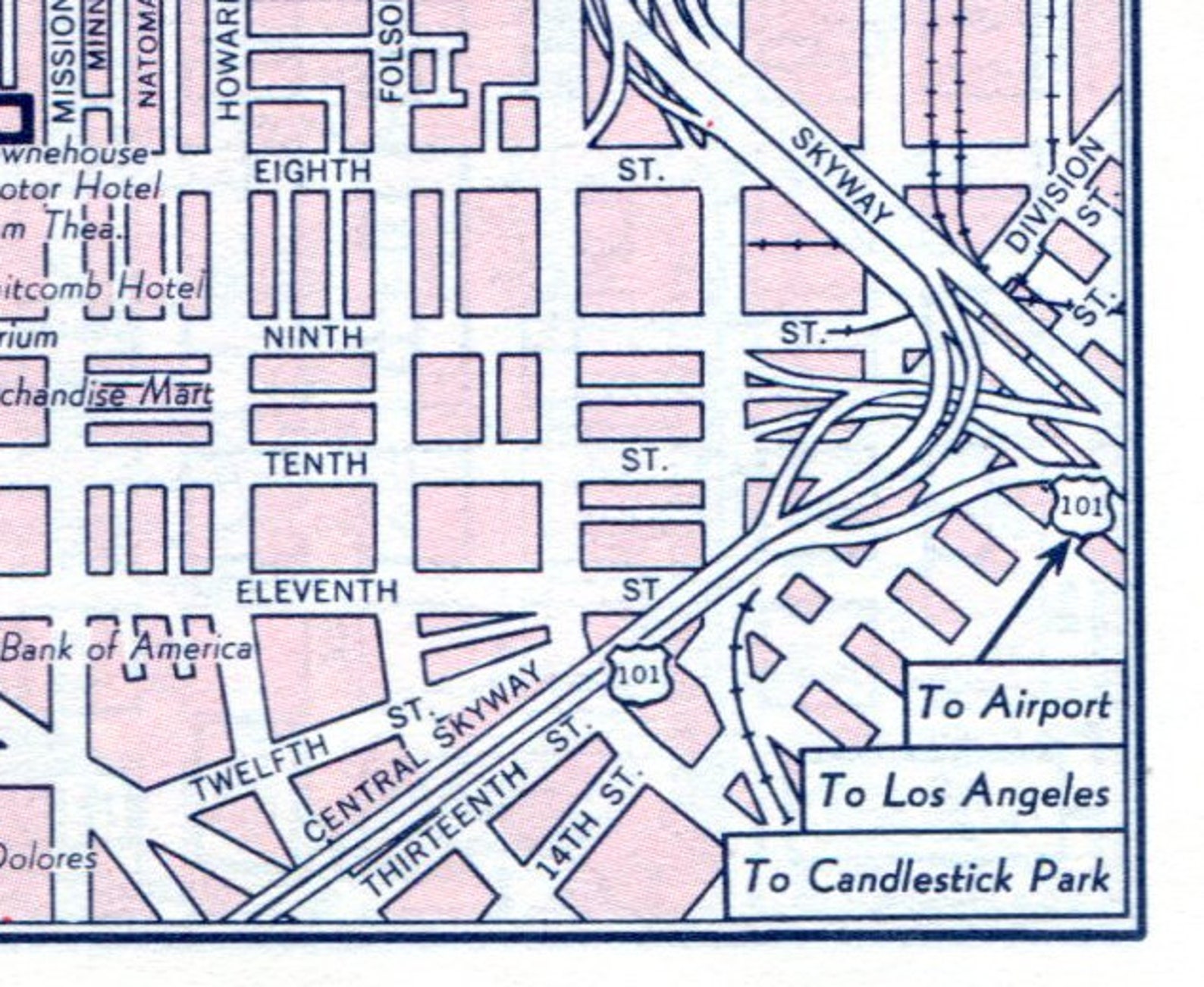 Pink 60s San Francisco City Map Instant Digital Download - Etsy