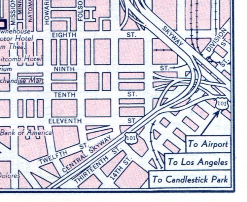 Pink 60s San Francisco City Map Instant Digital Download - Etsy