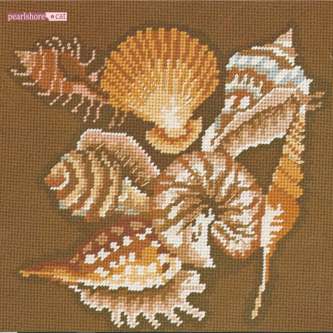 Vintage Sea Shells Needlepoint Embroidery Pattern Instant Digital ...