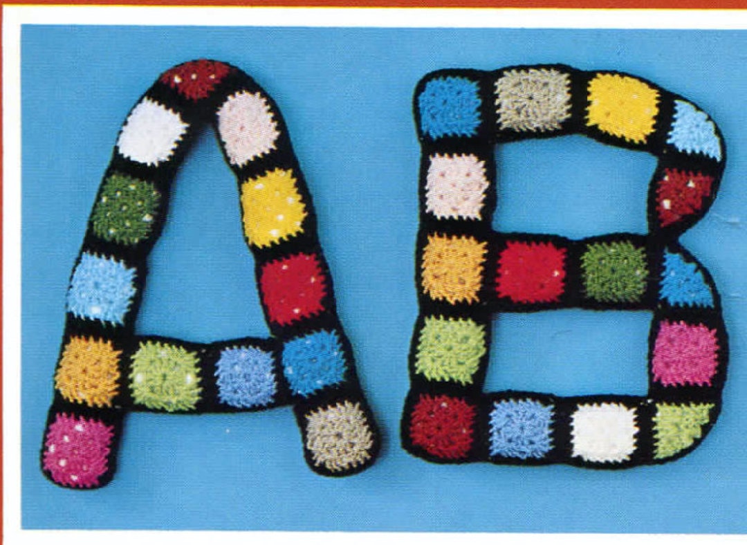 Granny Square Floor Monogram Pillows Alphabet Crochet Patterns, Soft ...