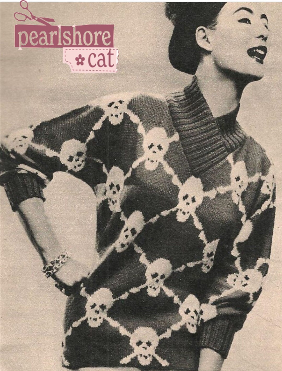 Vintage Sweater Knitting Pattern Skulls, Instant Digital Download Pdf ...