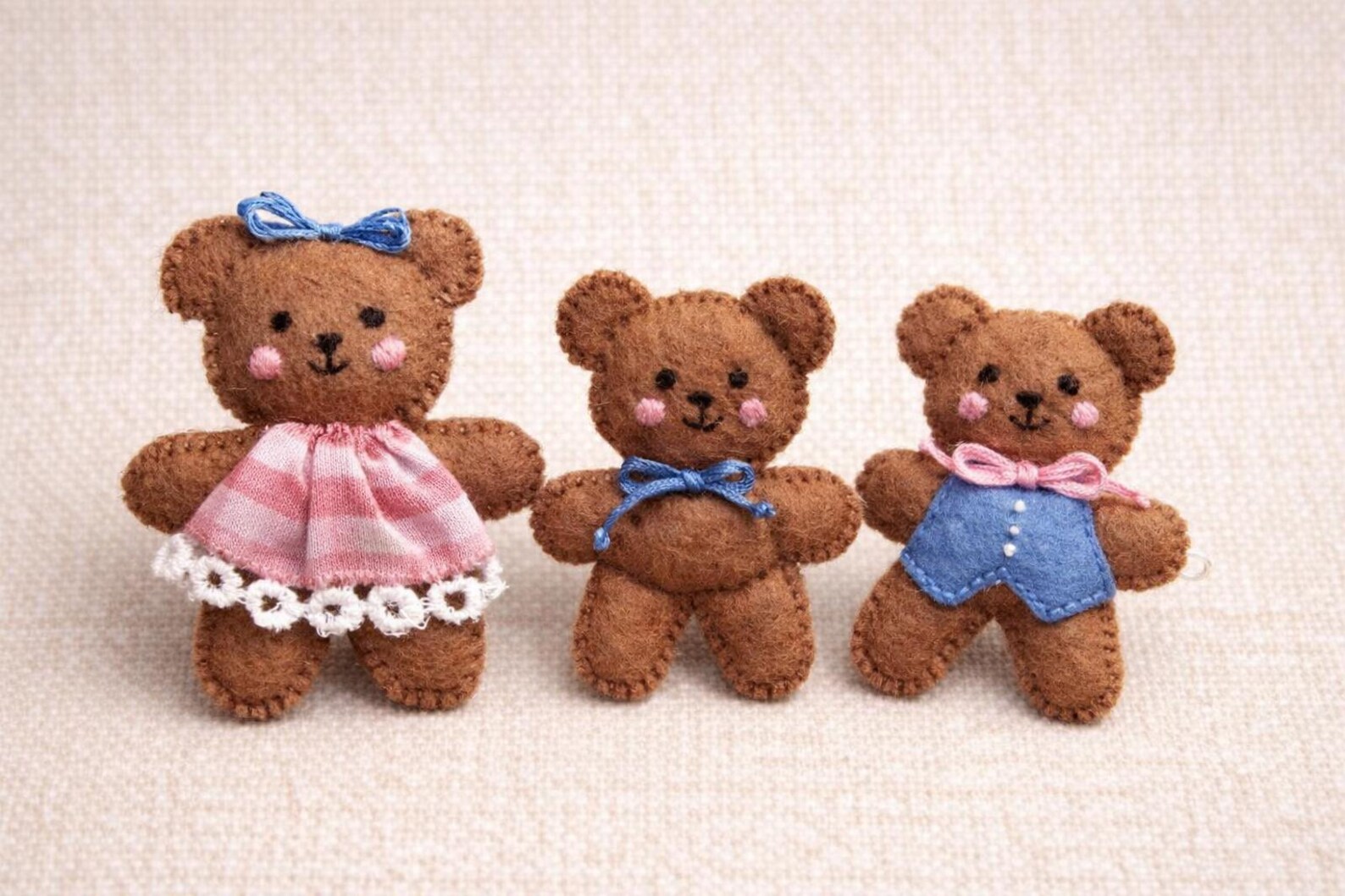 Three Little Bears Easy Felt Patterns PDF, Hair Barrettes or Brooch ...
