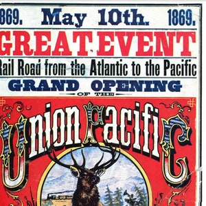 1869 Union Pacific Railroad Event Poster Wall Art Advertisement Instant ...