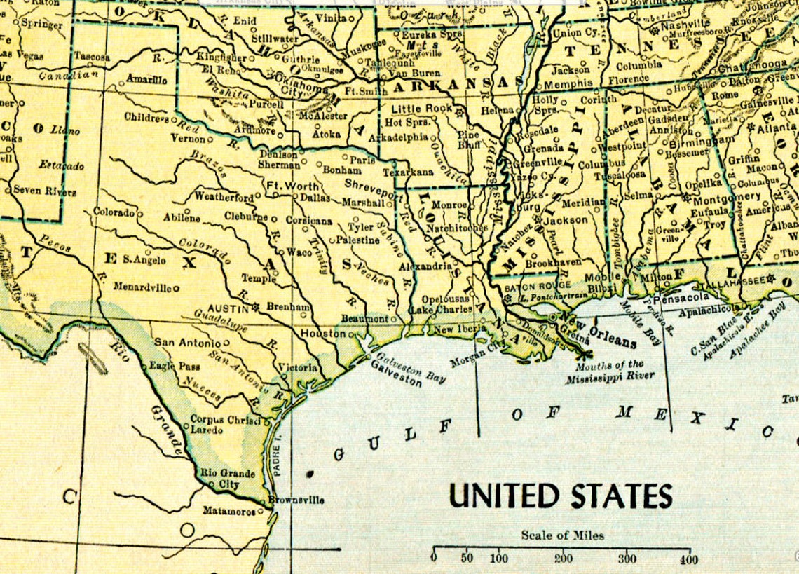 1940s Vintage United States Map Print Mid Century Modern USA | Etsy