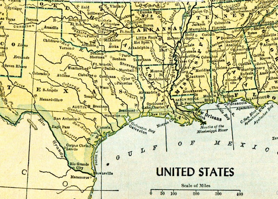 1940s Vintage United States Map Print Mid Century Modern USA | Etsy