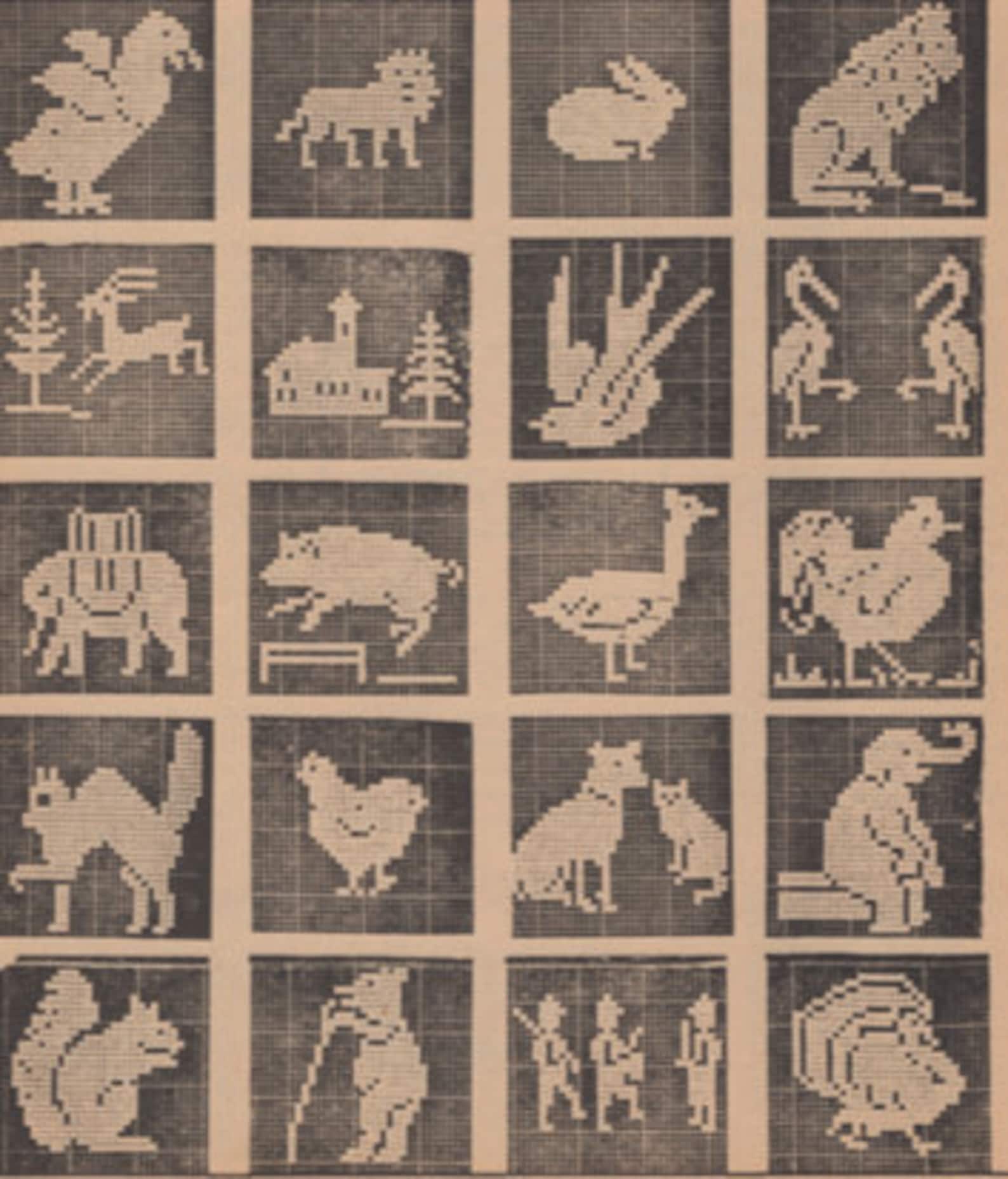20 Animals Chart Filet Crochet Baby Blanket Pattern, Instant Download ...