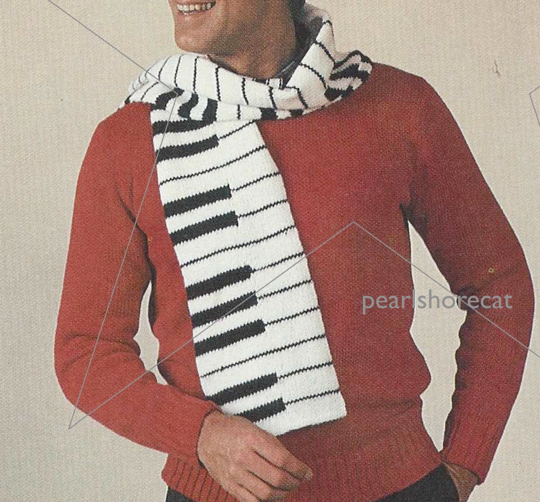 Musical Notes Knit Scarf Pattern of Piano Keys, Instant Download PDF ...