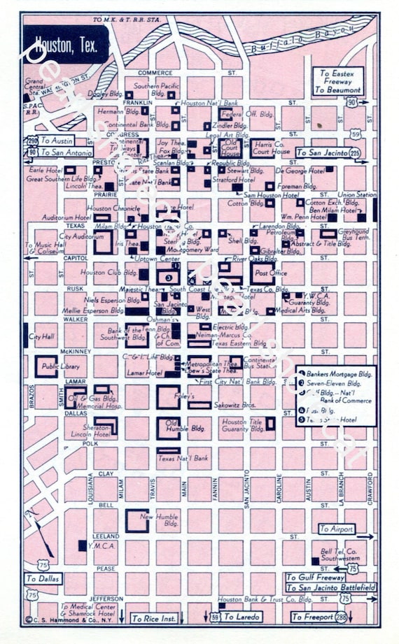 Map Of Houston Texas 1960