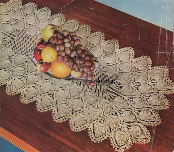 Pineapple Crochet Table Runner Pattern Trailing Vines Runner Crochet