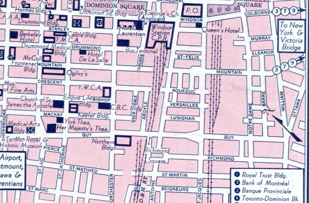 60s Pink Retro Montreal City Canada Street Map, Instant Digital ...