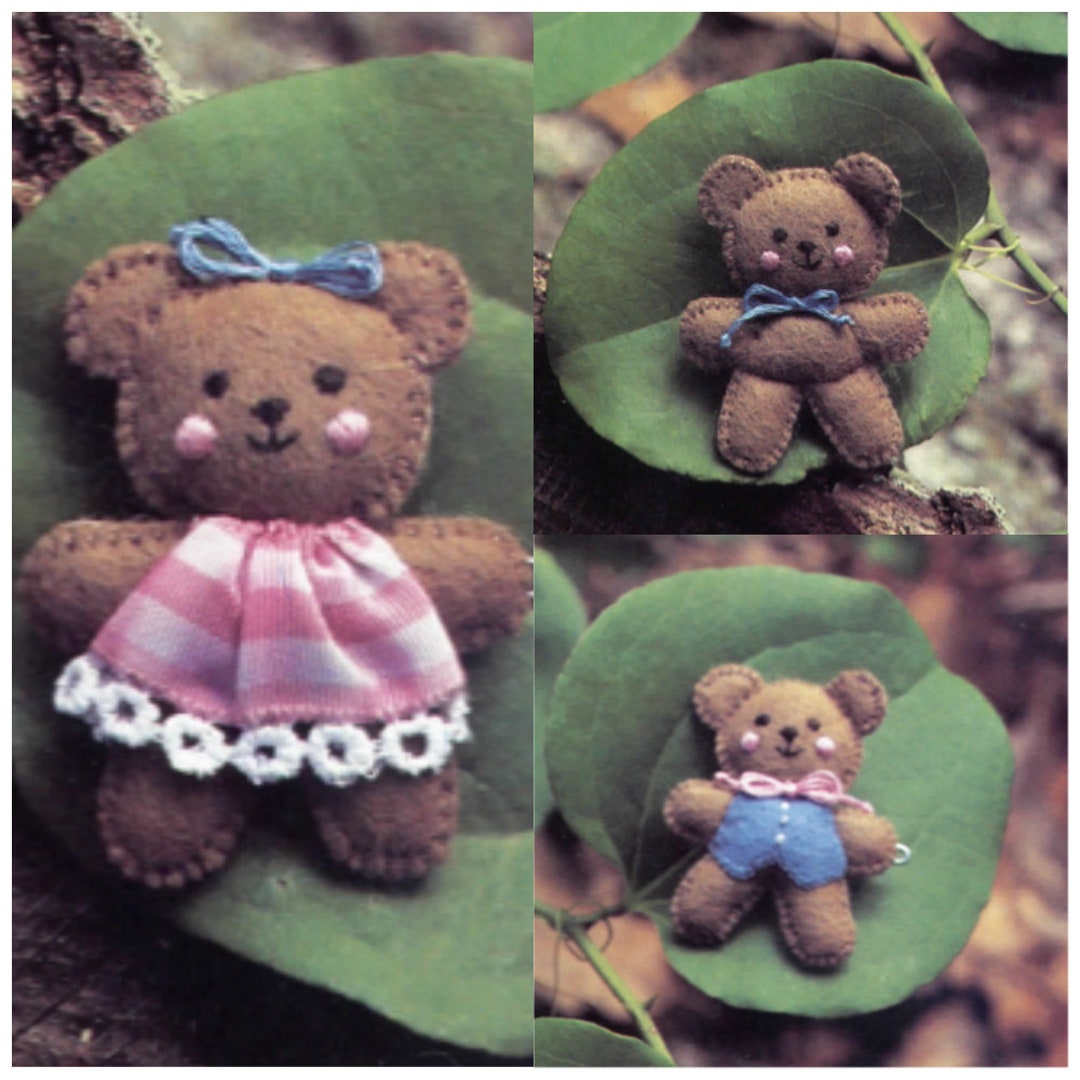 Three Little Bears Easy Felt Patterns Hair Barrettes or Brooch Instant ...