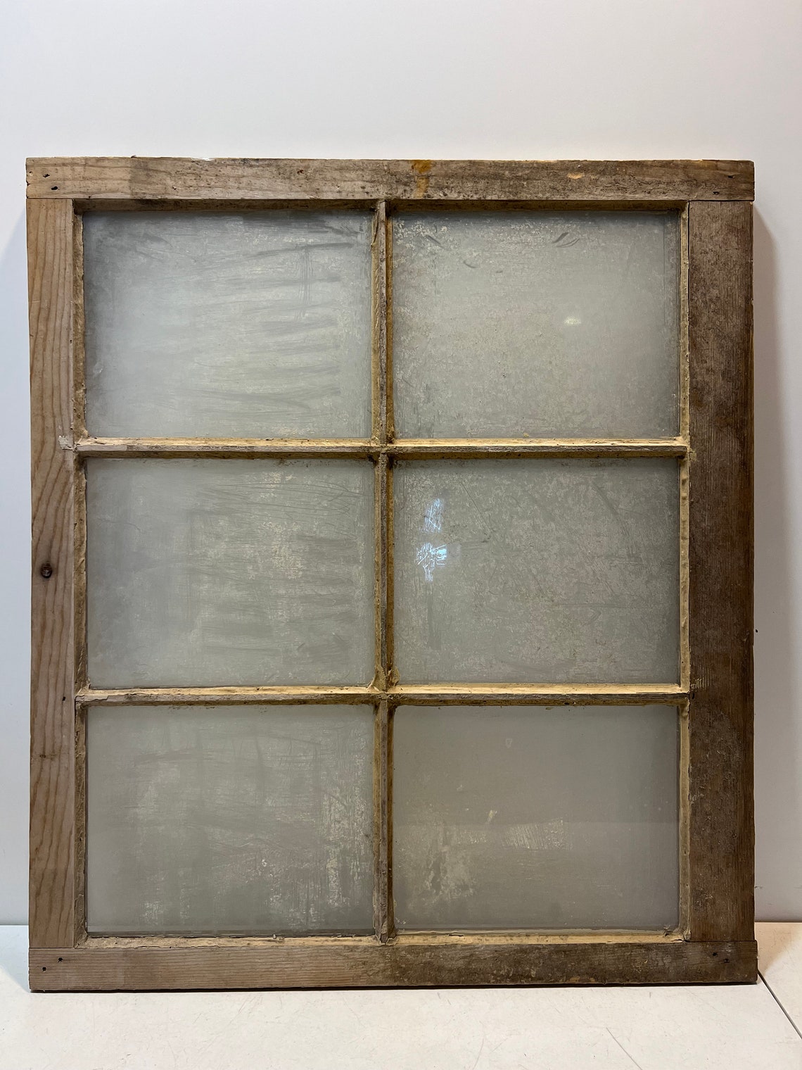 Rustic Window 6 Pane Decor Barn Window Vintage Repurposed Wood 27”x24 ...