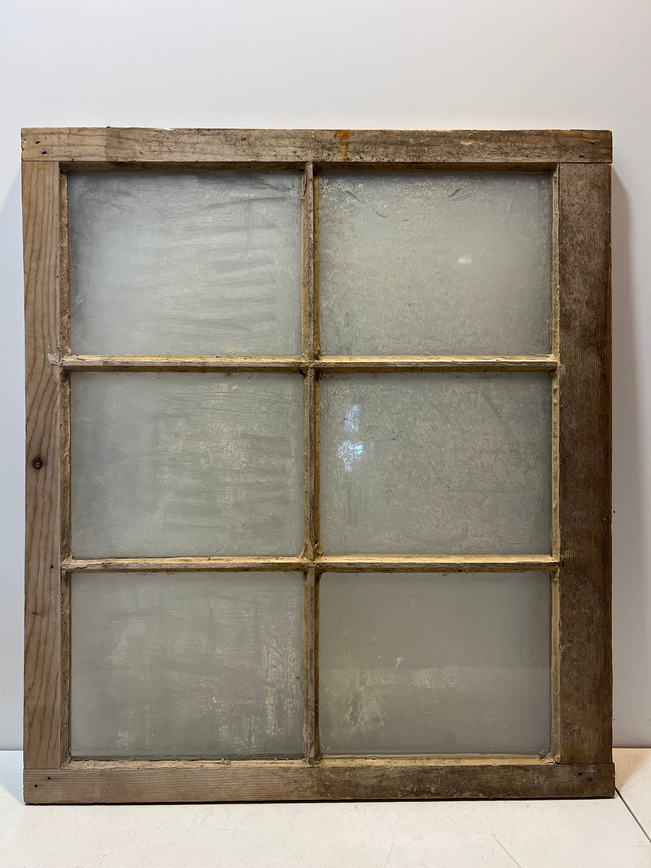 Rustic Window 6 Pane Decor Barn Window Vintage Repurposed Wood 27”x24 ...
