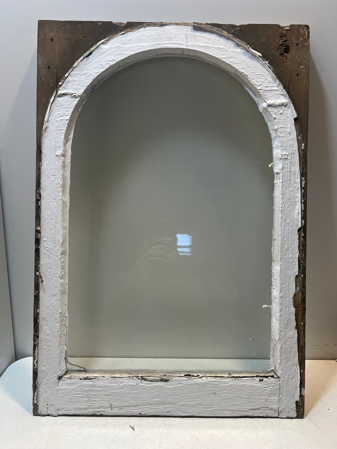 Rustic Wavy Glass Arch Window Pane Decor Barn Window Vintage Repurposed ...